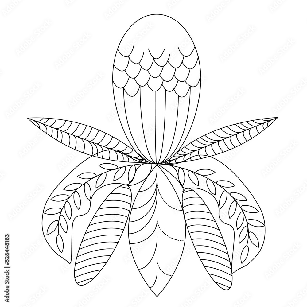 Fantasy line art illustration coloring page flower for print design ...