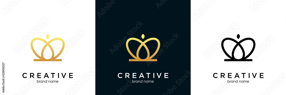 Premium style abstract gold crown logo symbol. Royal king icon. Modern ...