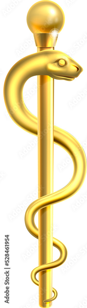 Gold Rod of Asclepius Stock Illustration | Adobe Stock