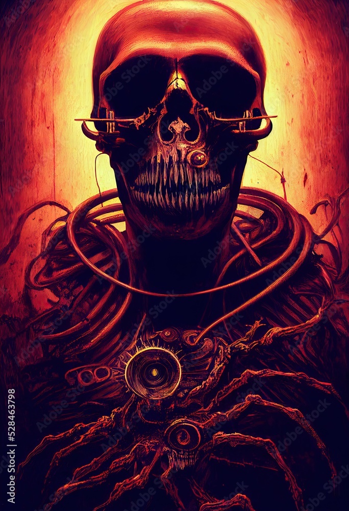 Cyberpunk Halloween zombie portrait - horrific nightmare fusion of the ...
