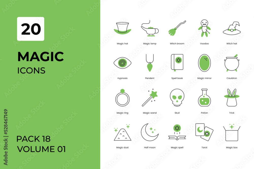 Magic icons collection. Set contains such Icons as book, clipart ...