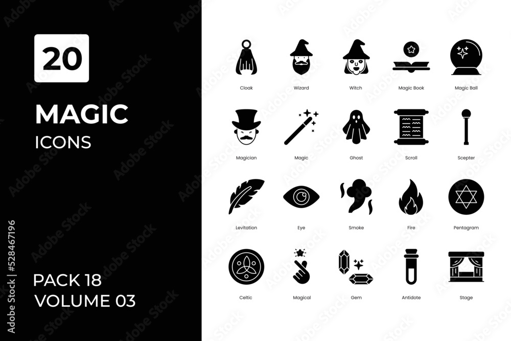 Magic icons collection. Set contains such Icons as book, clipart ...