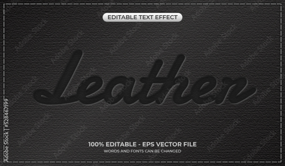 Carved black leather text effect. Editable engraved text effect on the ...