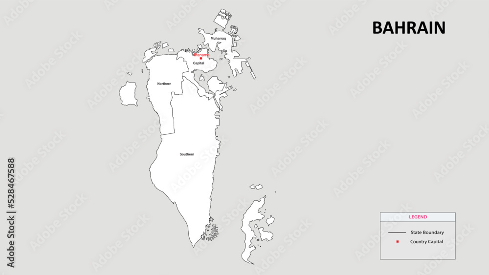 Bahrain Map. State and district map of Bahrain. Administrative map of ...