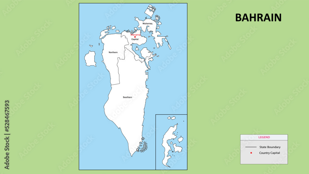 Bahrain Map. State and district map of Bahrain. Administrative map of ...
