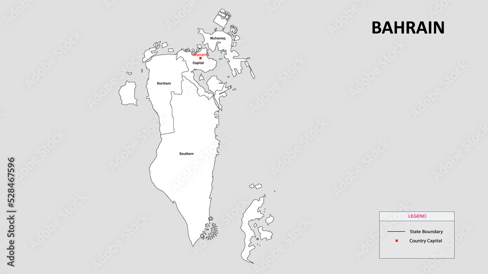 Bahrain Map. State and district map of Bahrain. Administrative map of ...
