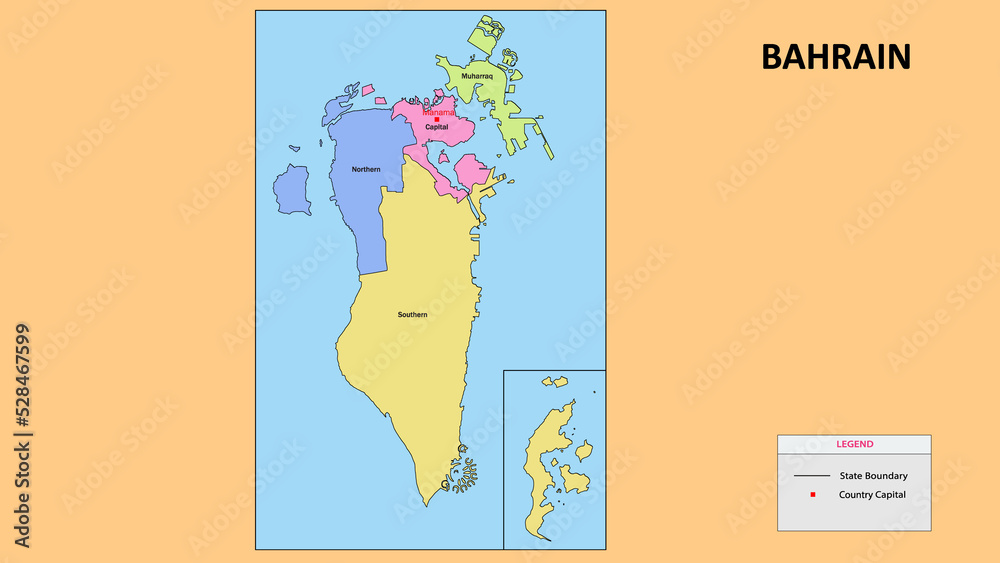 Bahrain Map. State and district map of Bahrain. Political map of ...