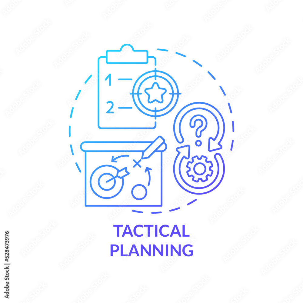 Tactical planning blue gradient concept icon. Small steps to success ...