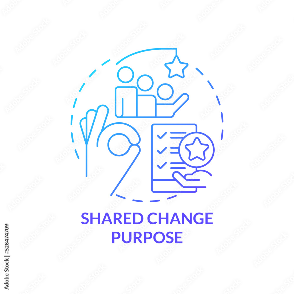 Shared change purpose blue gradient concept icon. Motivation for team ...