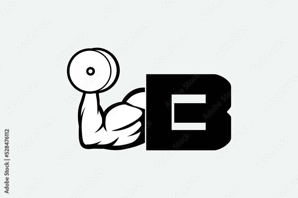 strong arm and dumbbell, simple icon vector of Gym logo, fitness logo ...