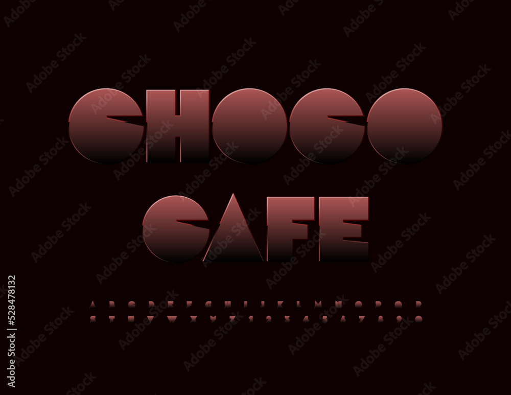 Vector creative Sign Choco Cafe. Modern Glossy Font. Stylish Alphabet ...