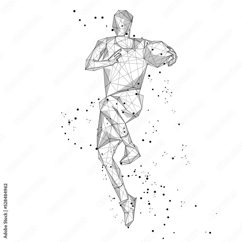 Abstract basketball from particles, lines and triangle elements all on ...