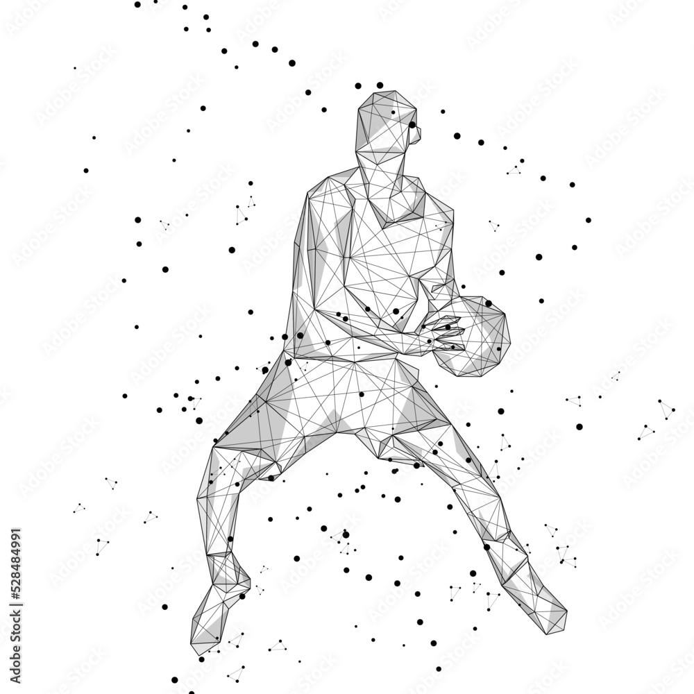 Abstract basketball from particles, lines and triangle elements all on ...