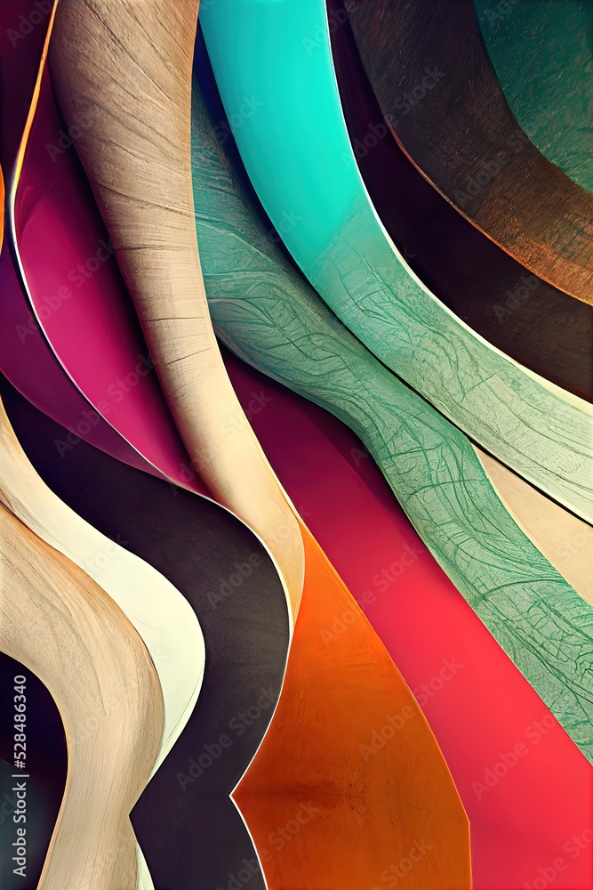 Vivid gradient curves in warm colors. Modern wavy background design. A ...