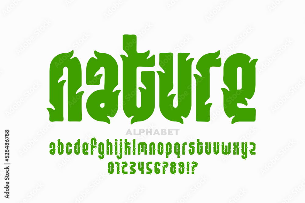 Vetor de Nature style font design, alphabet letters and numbers vector ...