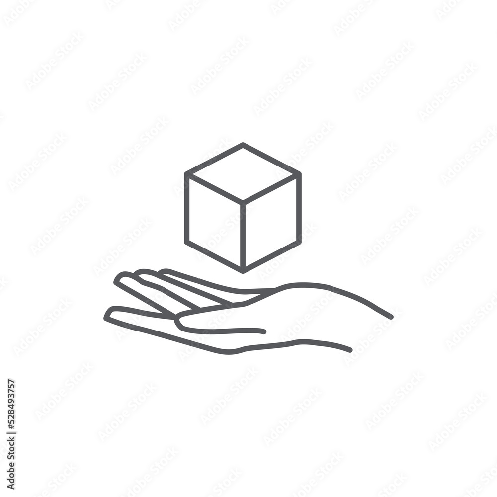 handle with care sign. Hand holding box iocn. Box in hands icon vector ...