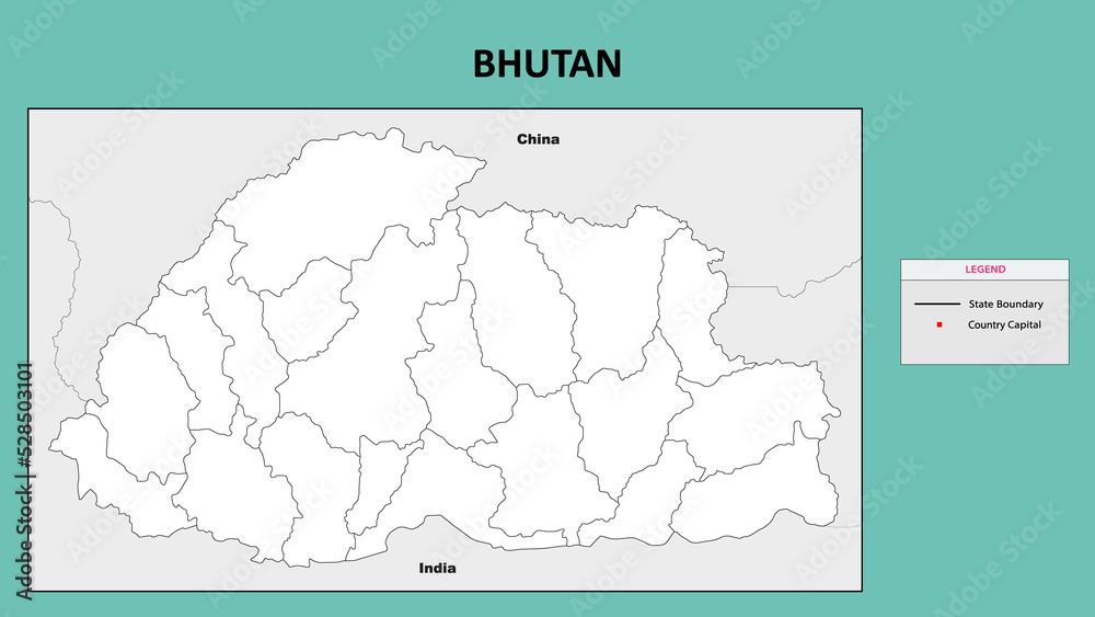 ภาพประกอบสต็อก Bhutan Map. State and district map of Bhutan. Political ...