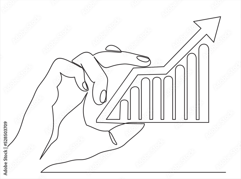 continuous line drawing of a hand showing growth graph Stock Vector ...