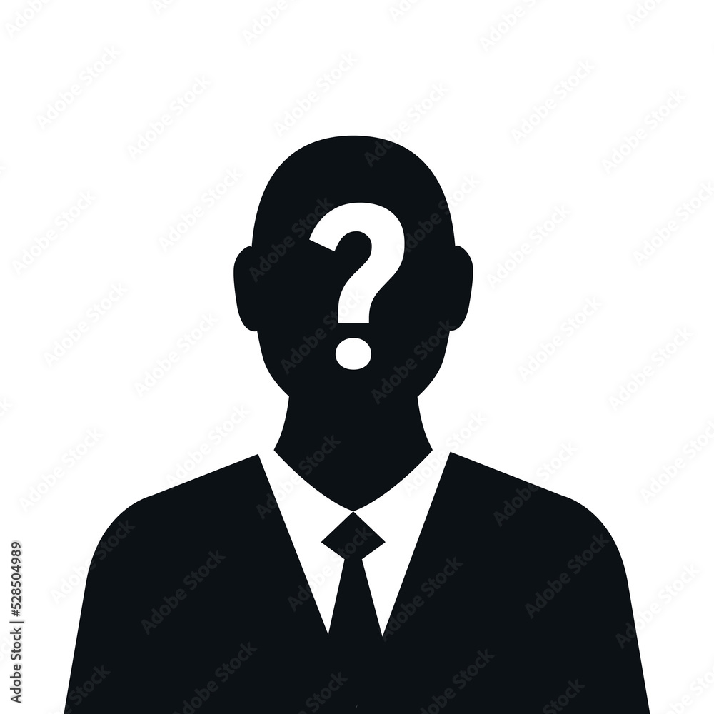 Businessman avatar with question mark sign isolated on white background ...