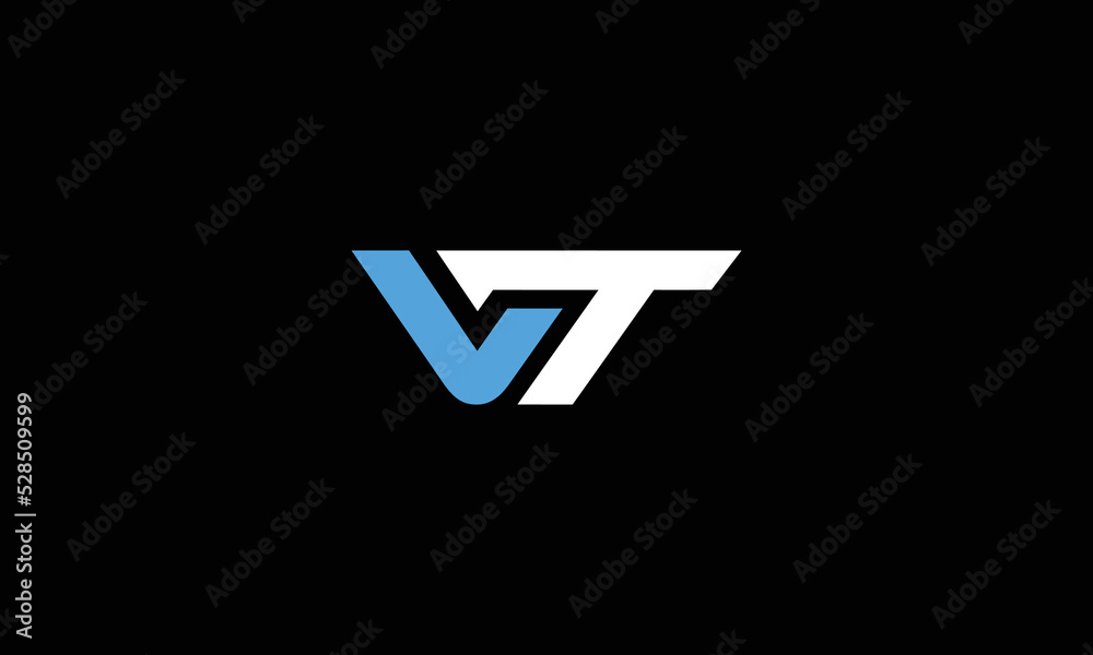 Initial VT Logo monogram design template. Simple elegant shape style ...