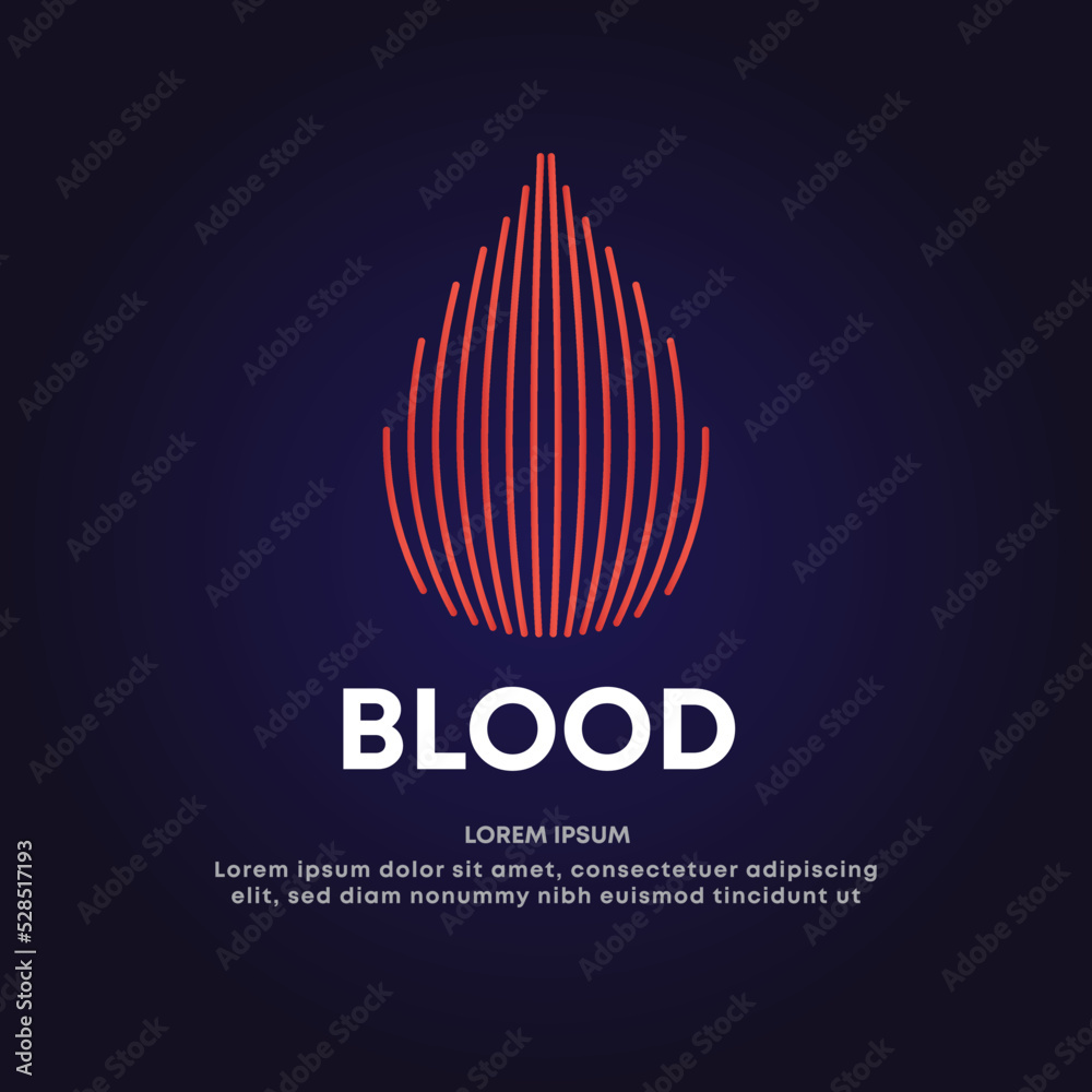 Modern line vector logo of the blood drop. Vector logo blood donor ...