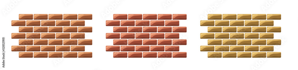Brick wall. Set of bricks. Brick seamless pattern. Vector clipart ...