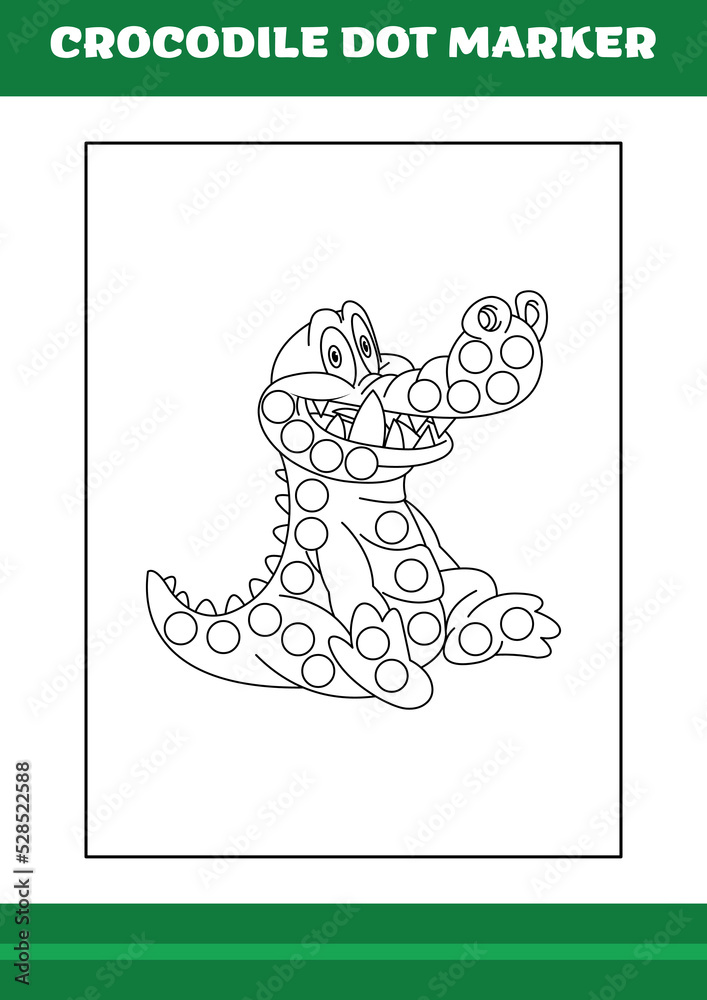 Education dot marker for children. Crocodile dot marker Coloring Page ...