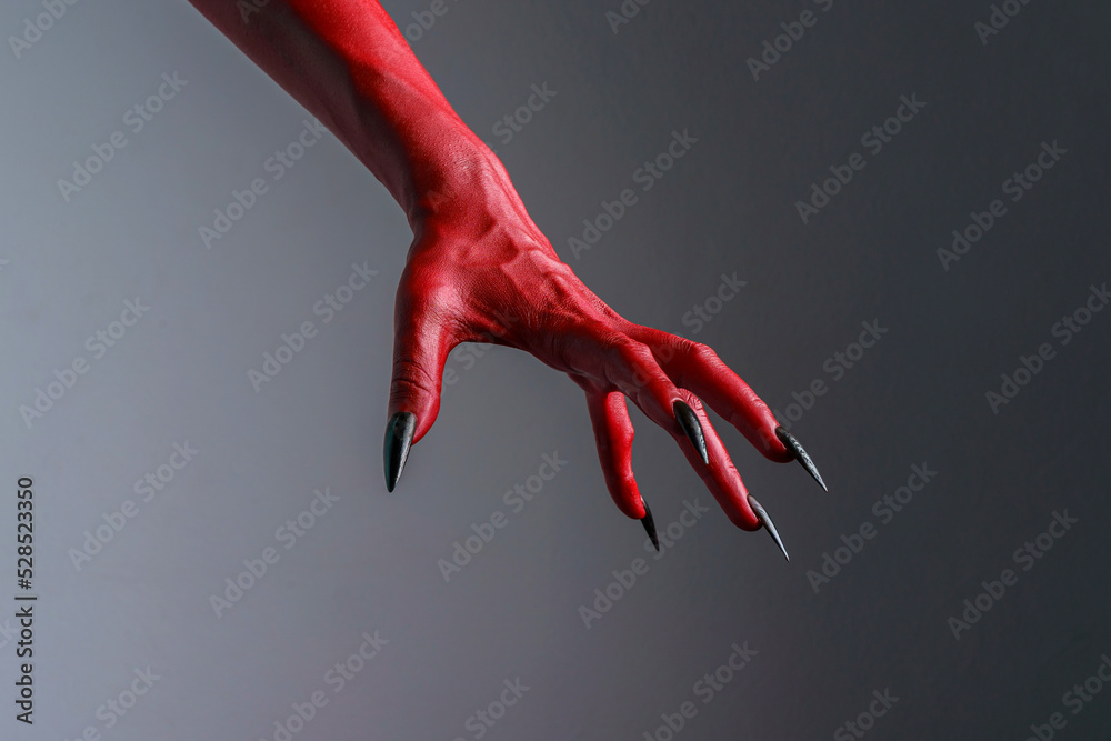 Scary female monster hands halloween character red color isolated ...