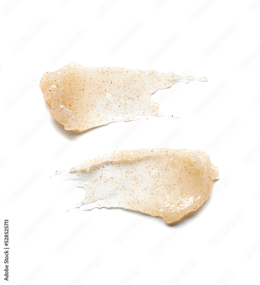 Light beige smear of creamy body scrub isolated on white background ...