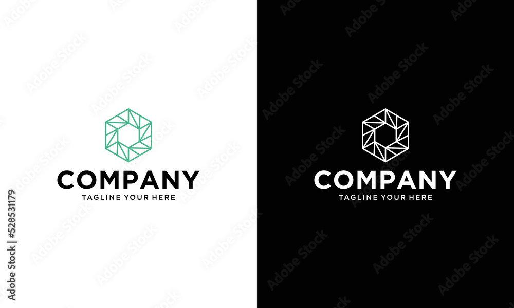 Abstract hexagon geometric technology logo design with dot and circuit ...