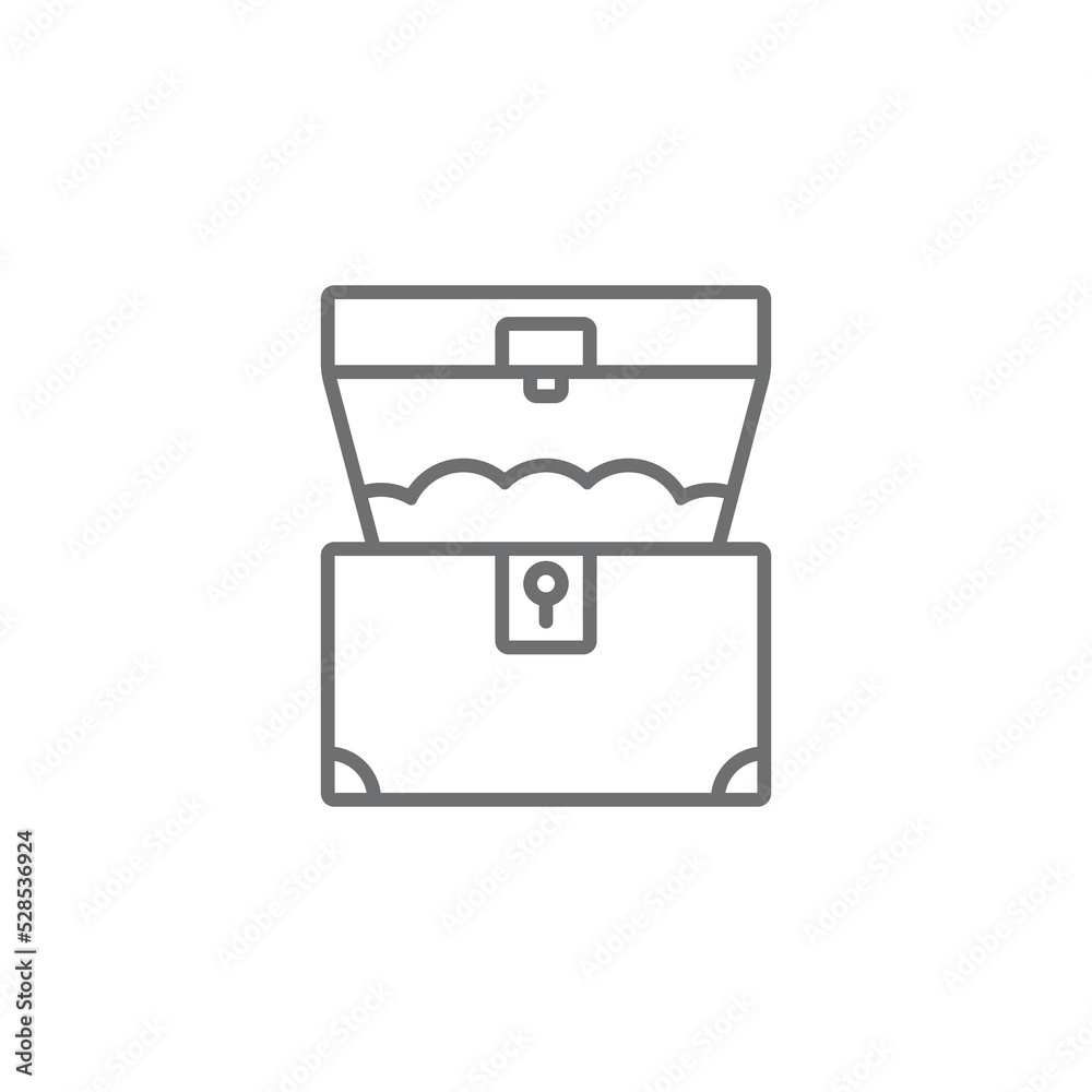 eps10 grey vector treasure chest line icon isolated on white background ...
