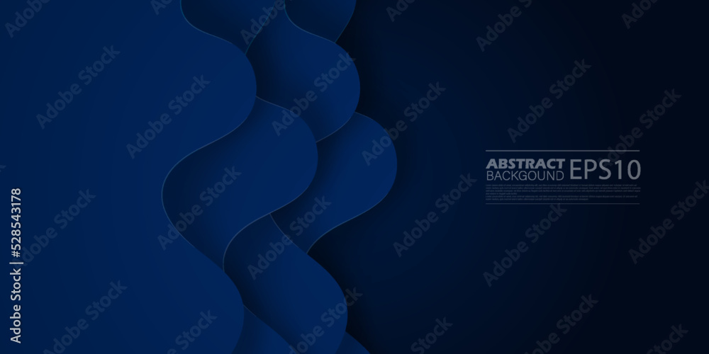 Abstract dark blue gradient illustration background with simple wave ...