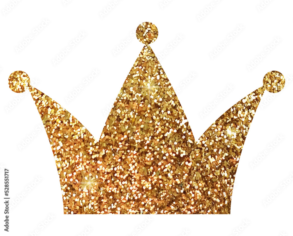 Gold glitter crown. Isolated on a white background. For the design of ...