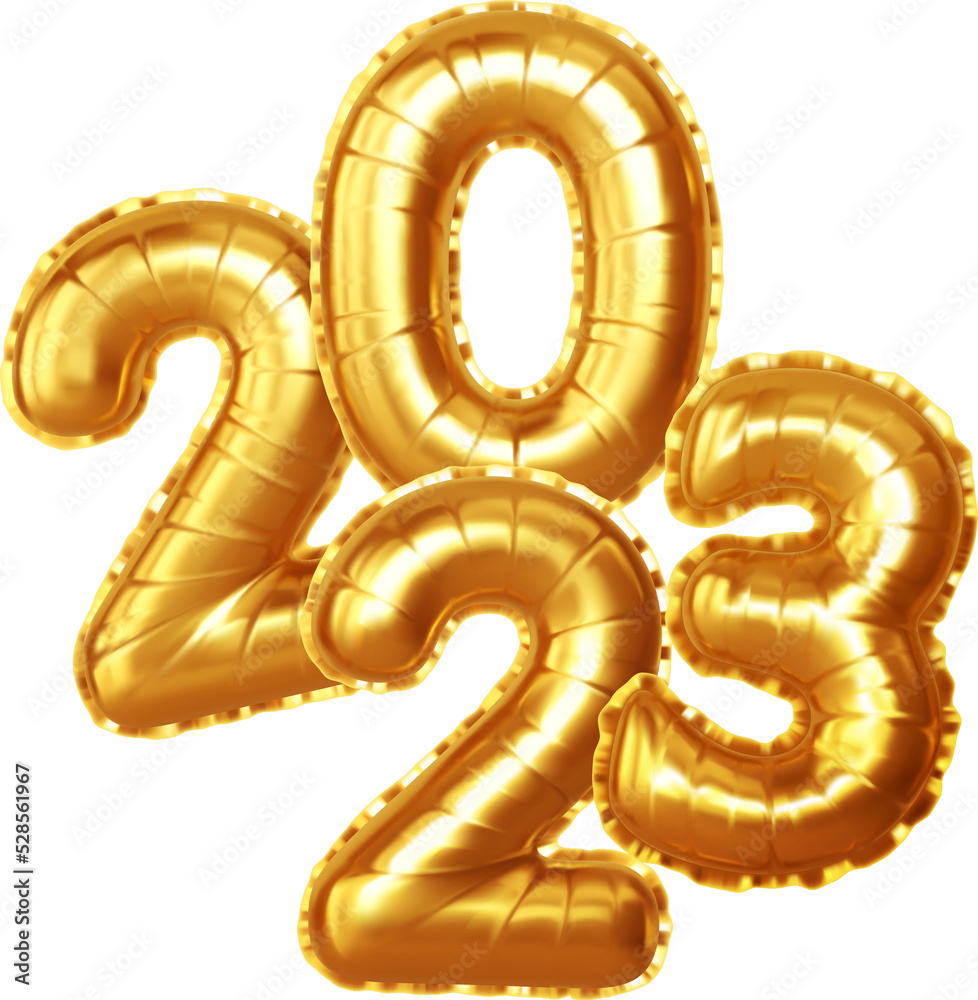 2023 gold balloons Stock Photo | Adobe Stock
