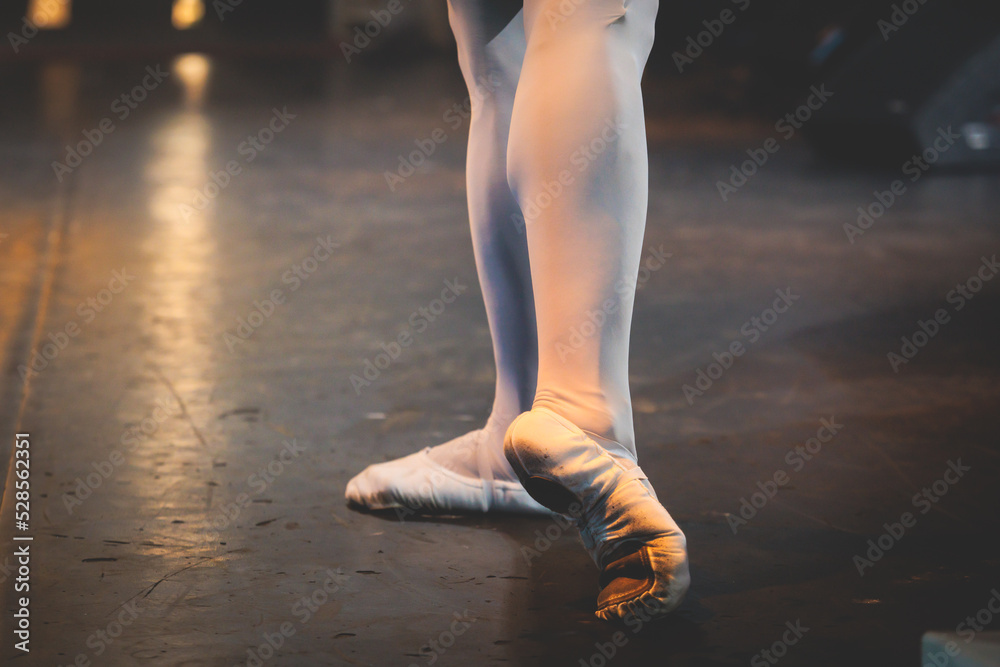 Ballet dancers couple during performance repetition, classic ballet ...
