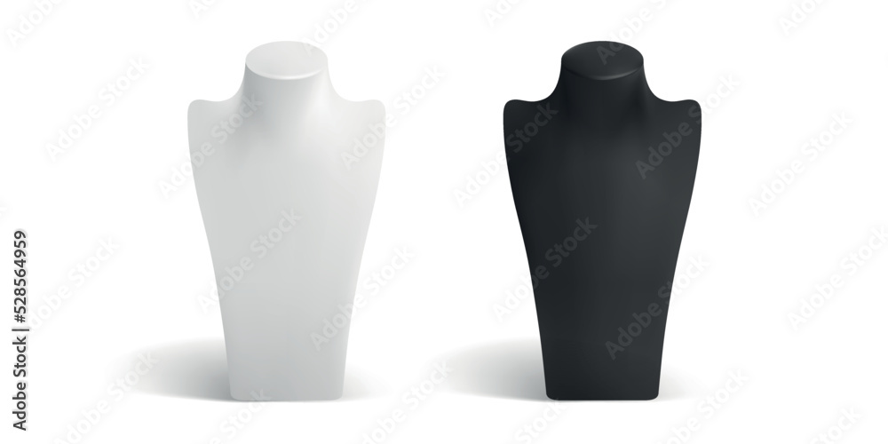 Stand for jewerly mannequin set. 3d realistic necklace mockup. Vector ...