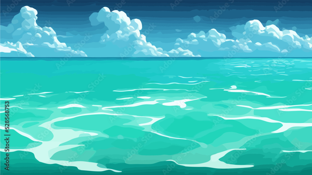 vector cartoon clear ocean sea background with empty Stock Vector ...