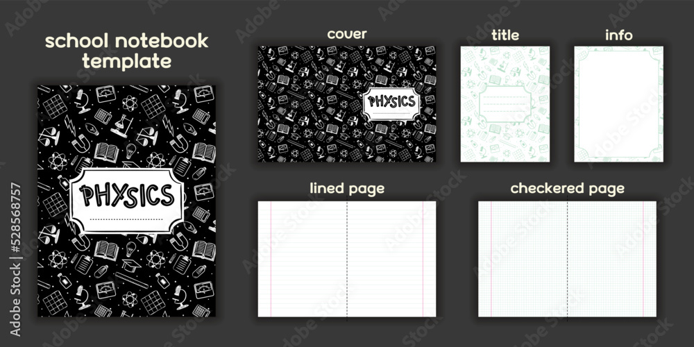 Physical Template to print School notebook or Physics textbook. Hand ...