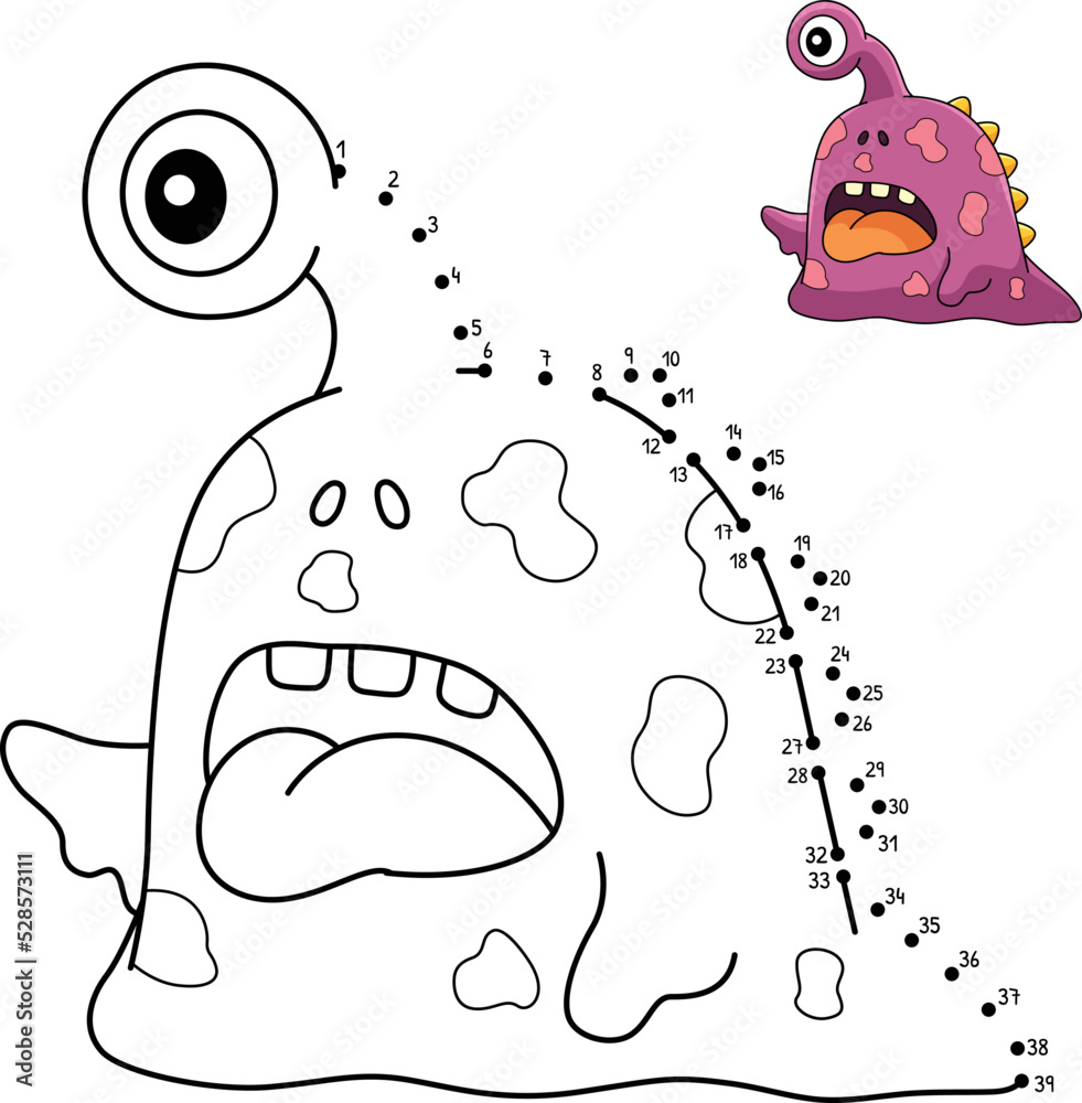 Dot to Dot Monster One Eyed Isolated Coloring Page Stock Vector | Adobe ...