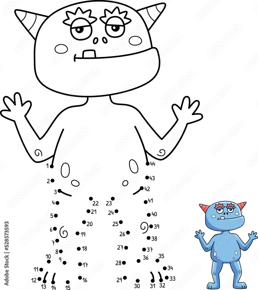 Dot to Dot Monster Cat Isolated Coloring Page Stock Vector | Adobe Stock