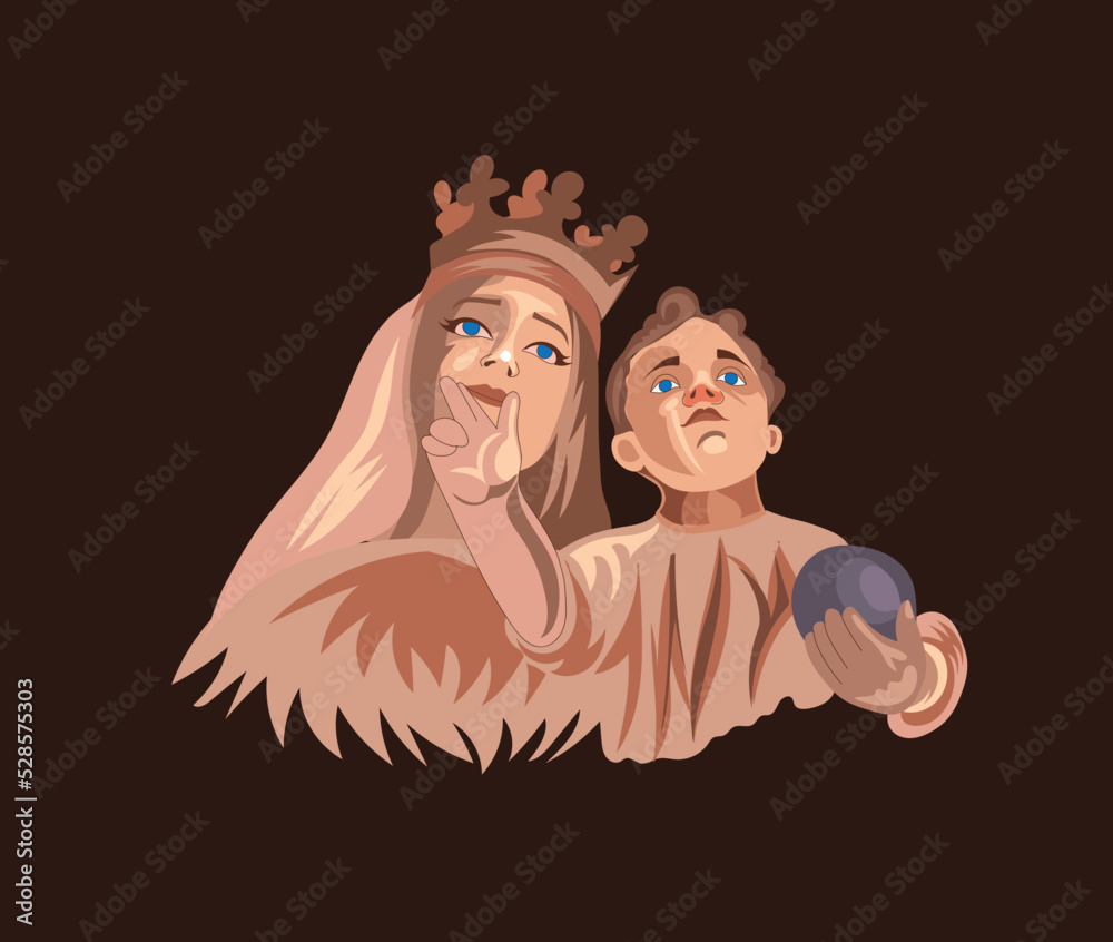 Maria mother of god the queen sculpture vector illustration Stock ...