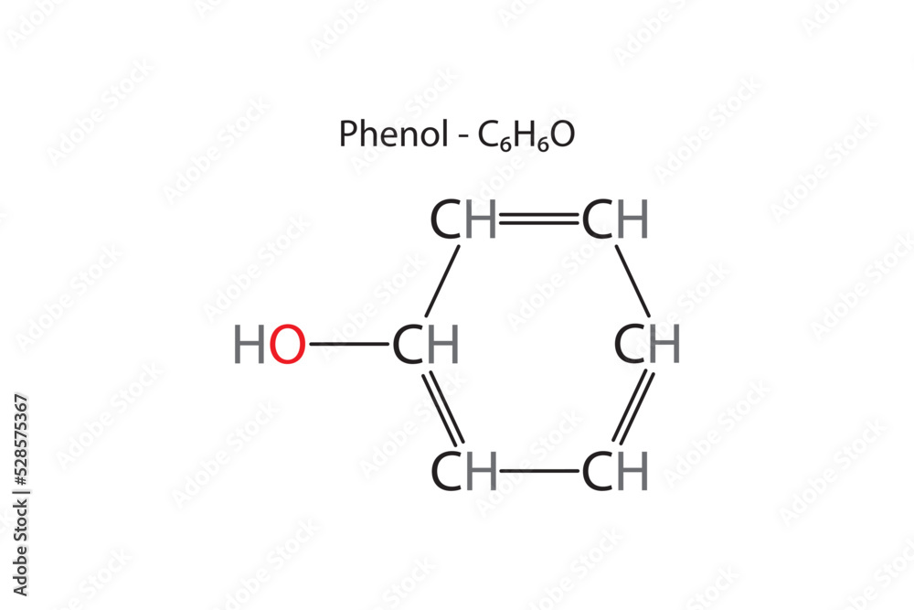 Molecular formula of phenol. Chemical structure of phenol Stock Vector ...