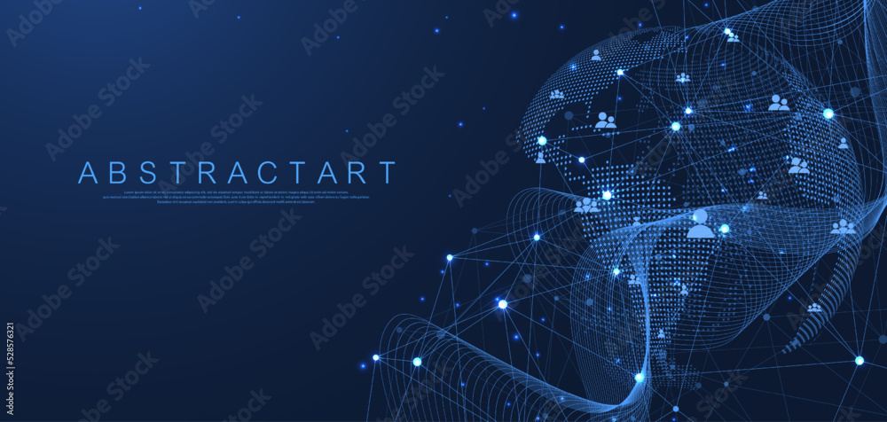 Global network connection concept. Big data visualization. Social ...