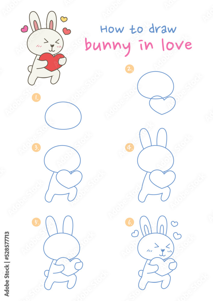 How to draw a bunny in love vector illustration. Draw a bunny in love ...