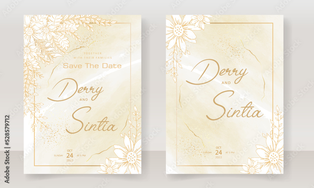wedding invitation card template, gold background, luxury and elegant ...