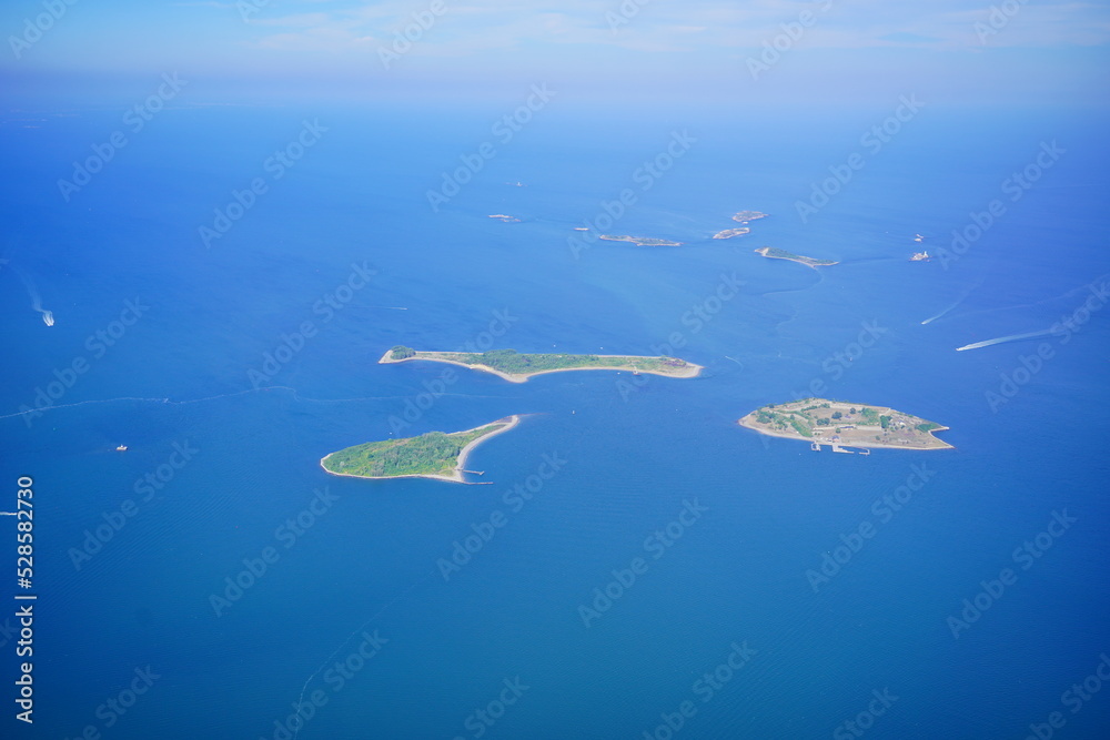 Aerial view of Fort Warren in Boston Harbor. It is a historic fort on ...