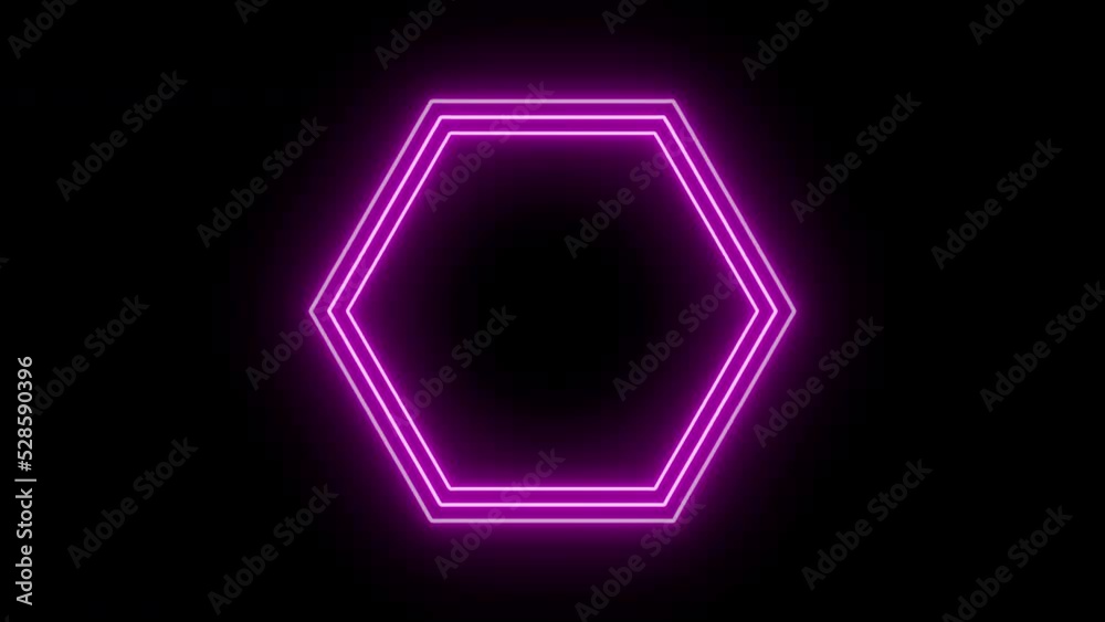 4k Animation of Moving Concentric Colorful Neon Hexagons Radial ...