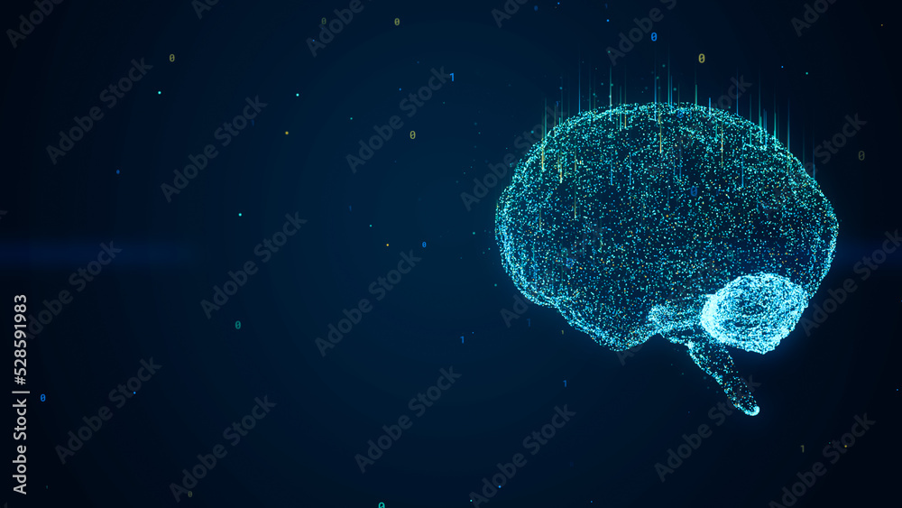 Human Brain Digital Particle With Analysis Computation Data Neural