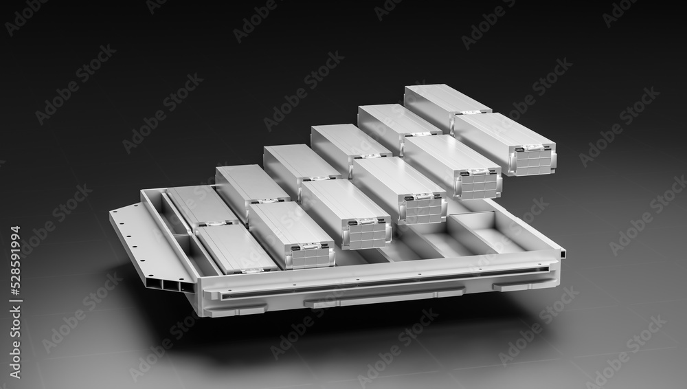 Electric vehicle lithium ion rechargeable battery module inside metal ...