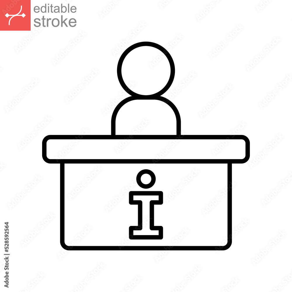 Stand desk information icon, counter, reception, trade, service ...